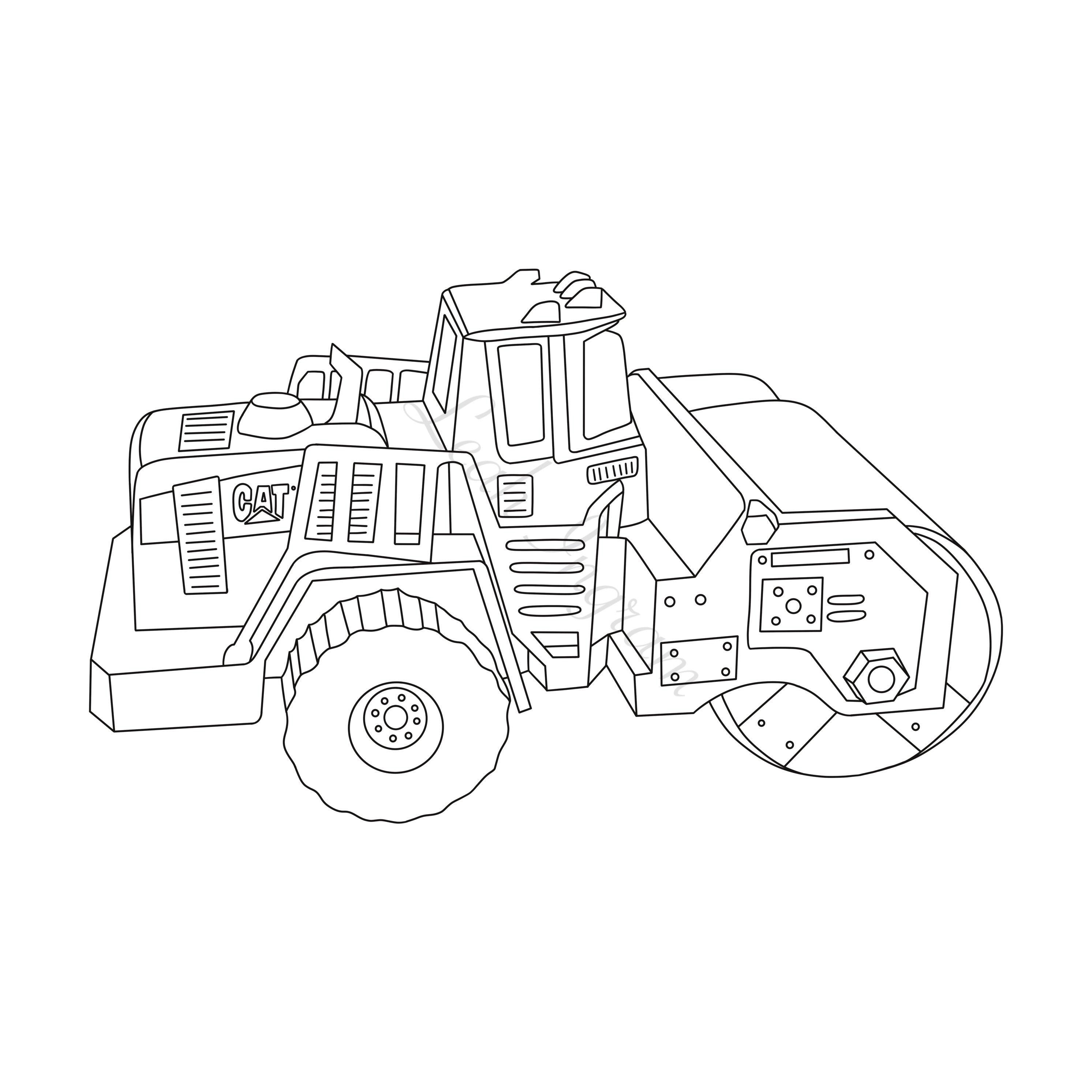 Steam Roller Colour Page – Fantailed Illustrations